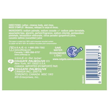 Softsoap Earth Blends bar Soap, Pink Grapefruit & Cucumber | Walmart Canada