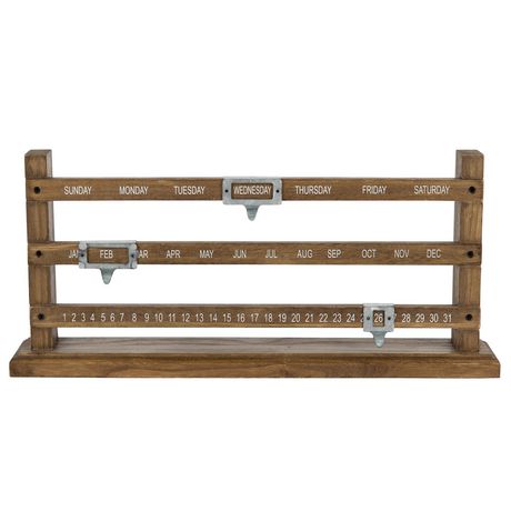 hometrends Industrious Wood and Metal Sliding Perpetual Calendar ...