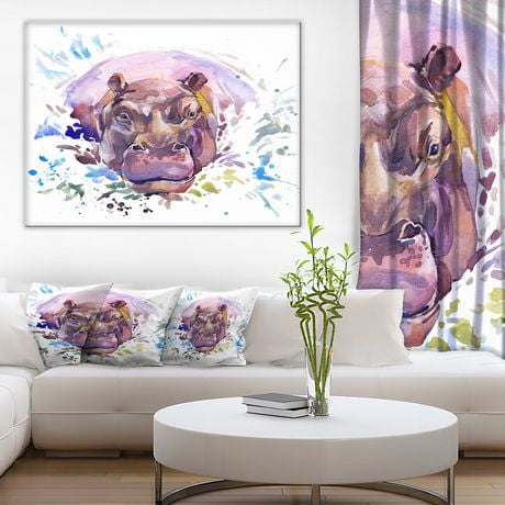 Click here for Design Art Hippopotamus Watercolor Canvas Print Bl... prices