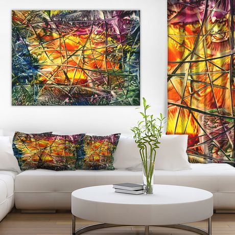 Click here for Design Art Amber Abstract Canvas Print Orange 30In... prices
