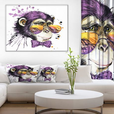 Click here for Design Art Cool Monkey Canvas Print Purple 30In X... prices
