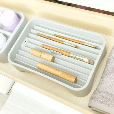 iDesign Gray Eco BPA-Free Recycled Plastic Grooved Organizer - 7.6" x ...