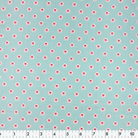 Click here for Fabric Creations Aqua With Small Pink Flowers In W... prices