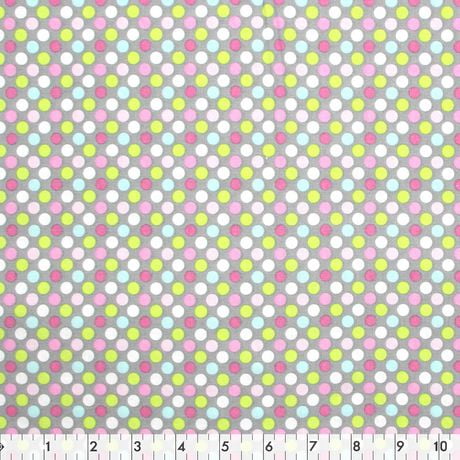 Click here for Fabric Creations Grey With Pastel Dots Cotton Fabr... prices