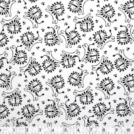 Click here for Fabric Creations White With Black Lions And Paw Pr... prices