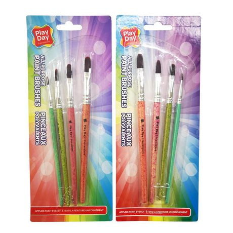 Play Day 4pcs Washable Variety Artist Paint Brush Set In Blister Card ...