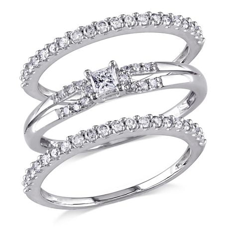 Click here for Miabella 5/8 Carat T. W. Diamond 10K White Gold 3-... prices