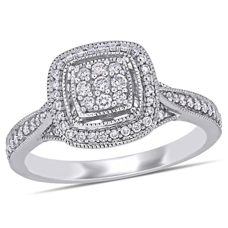 Click here for Miabella 1/3 Carat T. W. Diamond 10K White Gold Ha... prices