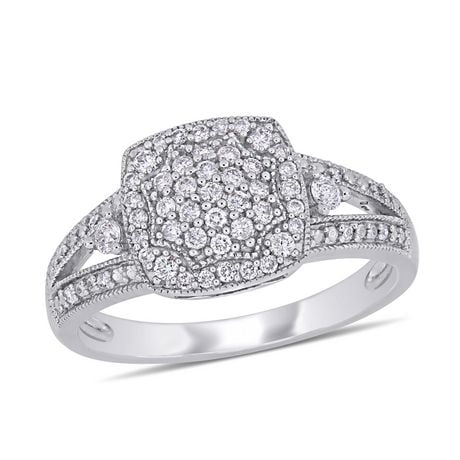 Click here for Miabella 1/3 Carat T. W. Diamond 10K White Gold Sq... prices
