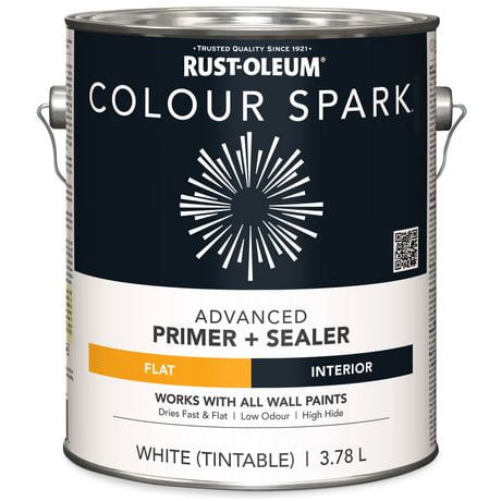 Rust-Oleum Colour Spark™ Paint + Primer, Primer Flat, White 3.78 L, 3. ...