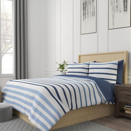 BLUE STRIPE COMFORTER ENSEMBLE 7PC BIAB QUEEN | Walmart Canada