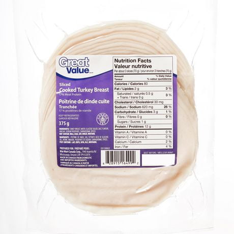 Great Value Sliced Cooked Turkey Breast - Walmart.ca