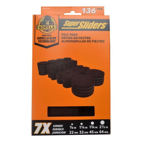 Super Sliders With Gorilla Glue Felt Value Pk Brown 136 pc - Walmart.ca