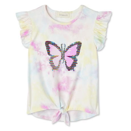 Click here for Btween Girls Ruffle Sleeve High-Low Tee White 4 prices