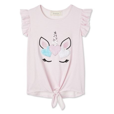 Click here for Btween Girls Ruffle Sleeve Tie-Front Tee Pink 10 prices