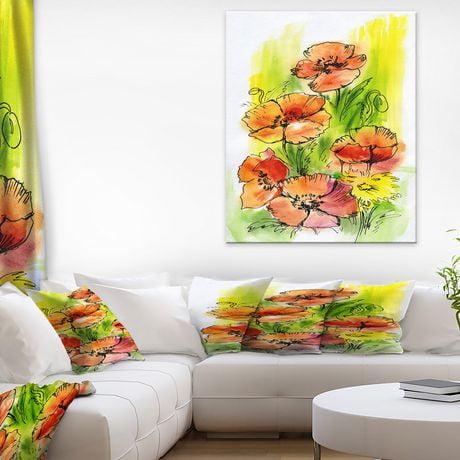 Click here for Design Art Bouquet Poppies Canvas Print Red 12 In... prices