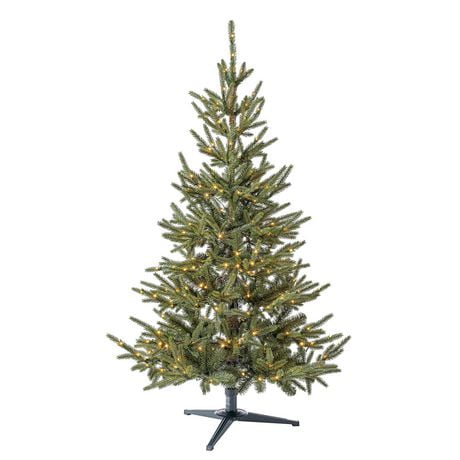 Holiday Time Abies Index 5' Pre-Lit Regular Full PE/PVC Pine Christmas ...