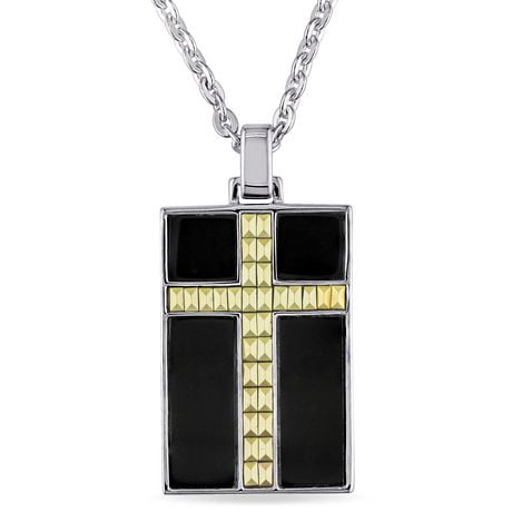 Click here for Asteria Black Enamel Two-Tone Sterling Silver Cros... prices