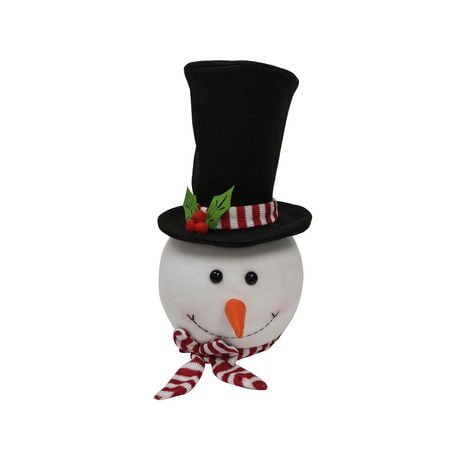 HOLIDAY TIME 14.5 INCH FABRIC SNOWMAN TREE TOPPER, Product Size: Dia 7* ...