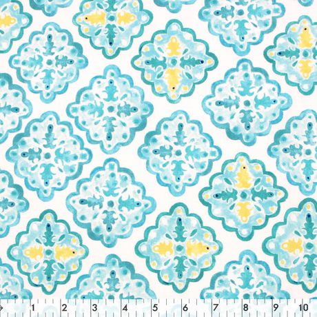 Click here for Fabric Creations White With Light Blue Floral Tile... prices