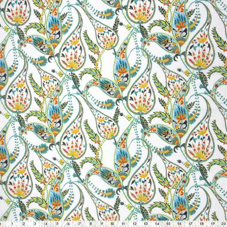 Click here for Fabric Creations White With Colourful Floral Paisl... prices
