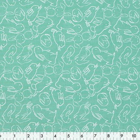 Click here for Fabric Creations Turquoise With White Bunny Outlin... prices