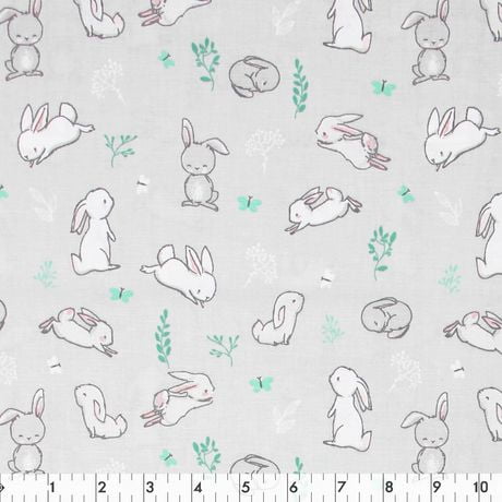 Click here for Fabric Creations Grey With White And Grey Bunnies... prices