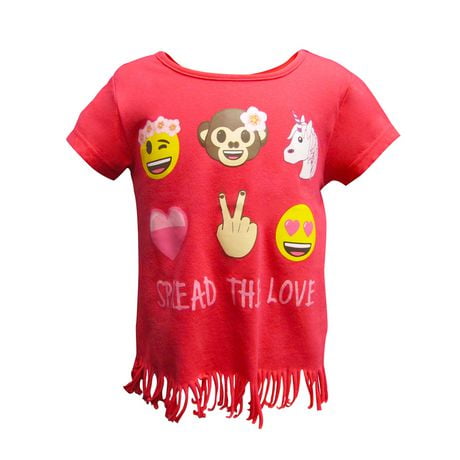 Emoji Girls' Spread The Love Short Sleeve Crew Neck T-Shirt | Walmart ...