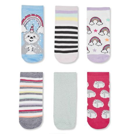 George Girls' 6-Pack Magical Sloth No Show Socks | Walmart Canada