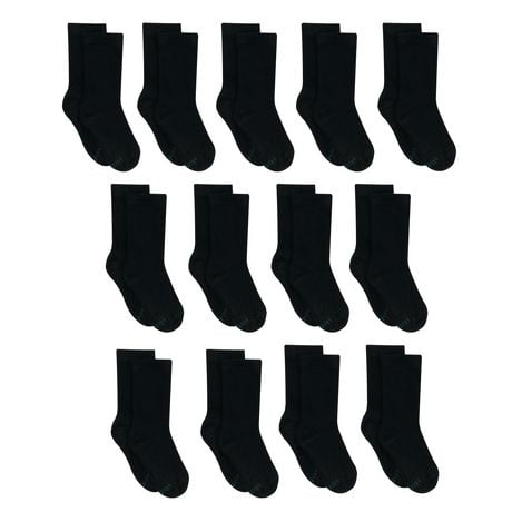 Click here for Hanes Boys 12 Pack Crew Socks Black Small prices