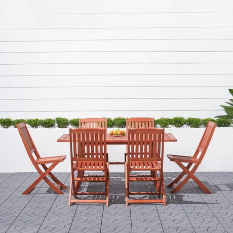 Click here for Vifah Malibu Outdoor 7-Piece Wood Patio Dining Set... prices