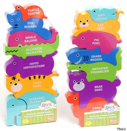 Spark. Create. Imagine. 7-Piece Stacking Animal Puzzle, Assorted ...