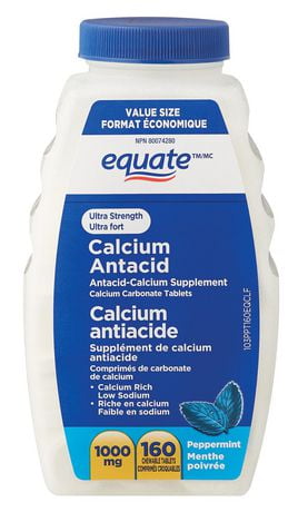 Equate Ultra Strength Calcium Antacid, Peppermint 1000mg - Walmart.ca