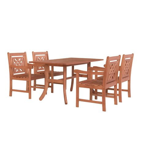 Click here for Vifah Malibu Outdoor 5-Piece Wood Patio Curvy Legs... prices