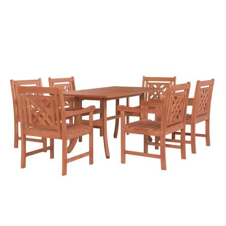 Click here for Vifah Malibu Outdoor 7-Piece Wood Patio Curvy Legs... prices