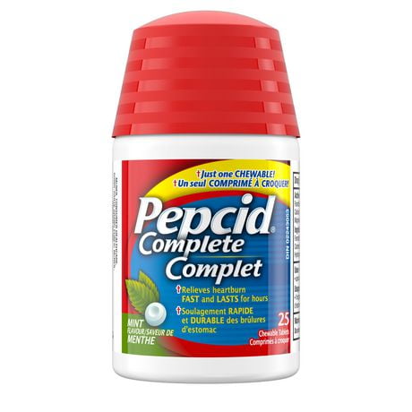 Pepcid Complete Chewable Mint Tablets, Acid Reducer for Heartburn, 25 ...