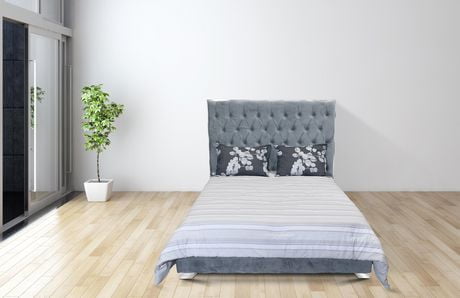 Click here for K-Living Zane Queen Size Bed In Microsuede Grey Fa... prices