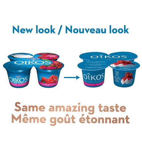 OIKOS Greek Yogurt, Raspberry-Pomegramate Flavour, 2% MF, 4x100g ...