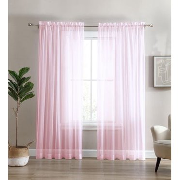 GCKG Red Rose Flower Pink Floral Window Curtain Kitchen Curtain Window ...