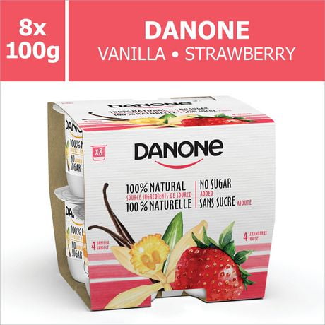 Danone Natural Yogurt, Vanilla Strawberry Flavour, 100% Natural Source ...
