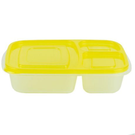 Home Basics 3 Section Plastic Food Storage Containers, (Set of 8 ...