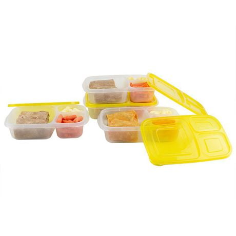 Home Basics 3 Section Plastic Food Storage Containers, (Set of 8 ...