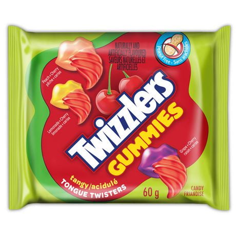 TWIZZLERS GUMMIES TONGUE TWISTERS Tangy candy, Single Serve, 60g ...