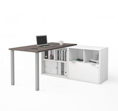 Click here for Bestar I3 Plus L-Desk With One File Drawer Bark Gr... prices