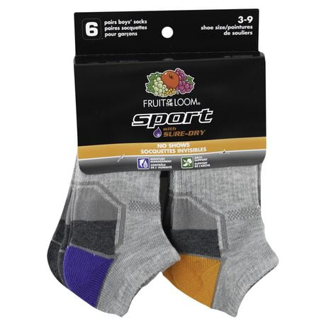Click here for Fruit Of The Loom Boys No Show Socks - 6 Pack - Sz... prices