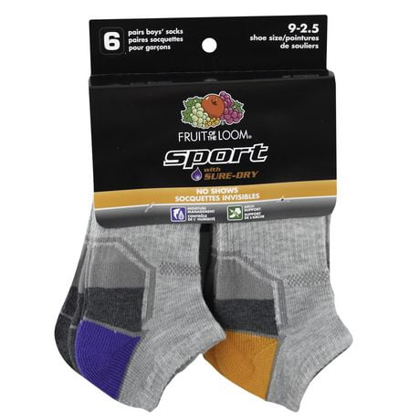 Click here for Fruit Of The Loom Boys No Show Socks - 6 Pack Grey... prices