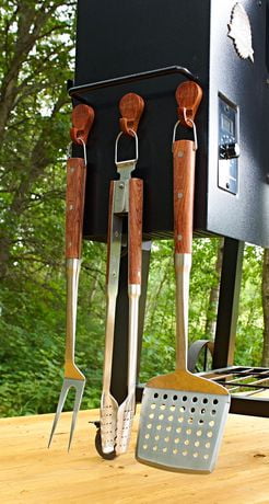 Pit Boss 3 Piece BBQ Grill Tool Set - Stainless Steel with Rosewood ...