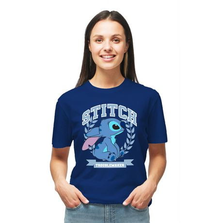 Ladies Disney Lilo & Stitch Troublemaker Short Sleeve T-Shirt | Walmart ...