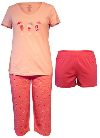 George Ladies' Short Sleeve 3-piece Pyjama Set | Walmart Canada