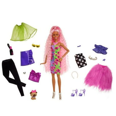 Barbie Extra Doll in Furry Rainbow Coat with Pet Poodle - Walmart.ca